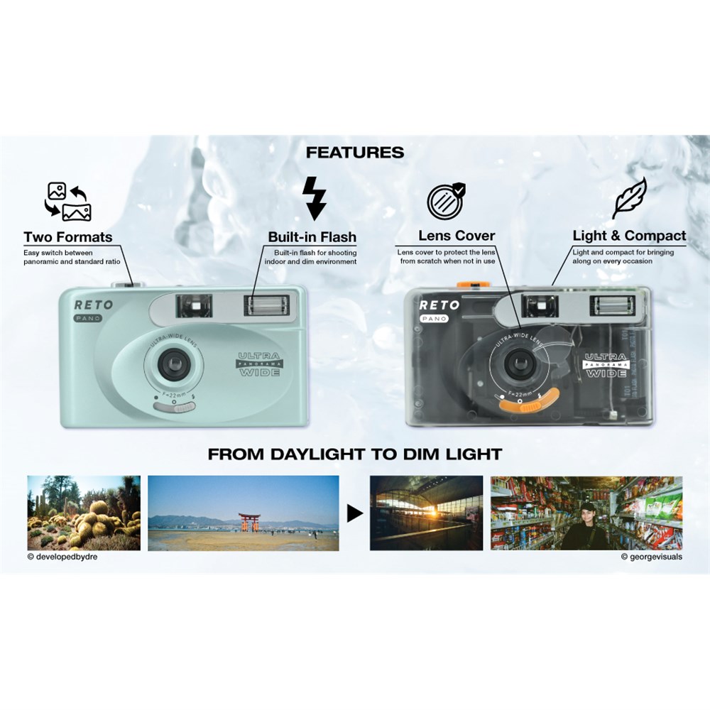 RETO PANO 35mm Sheer Black Film Camera - | Diamonds Camera