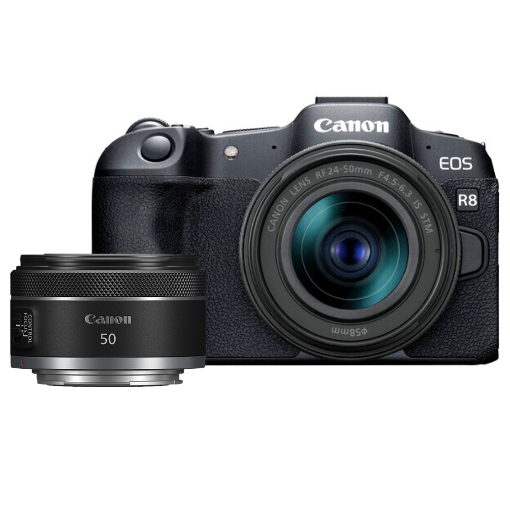 Canon EOS R8 Twin Kit 24-50mm + RF 50mm Lens | Diamonds Camera