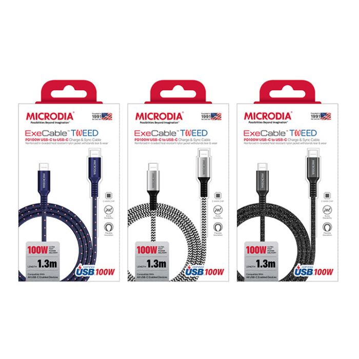 Microdia PD1000W 1.3m USB-C to USB-C Cable - Charcoal | Diamonds Camera